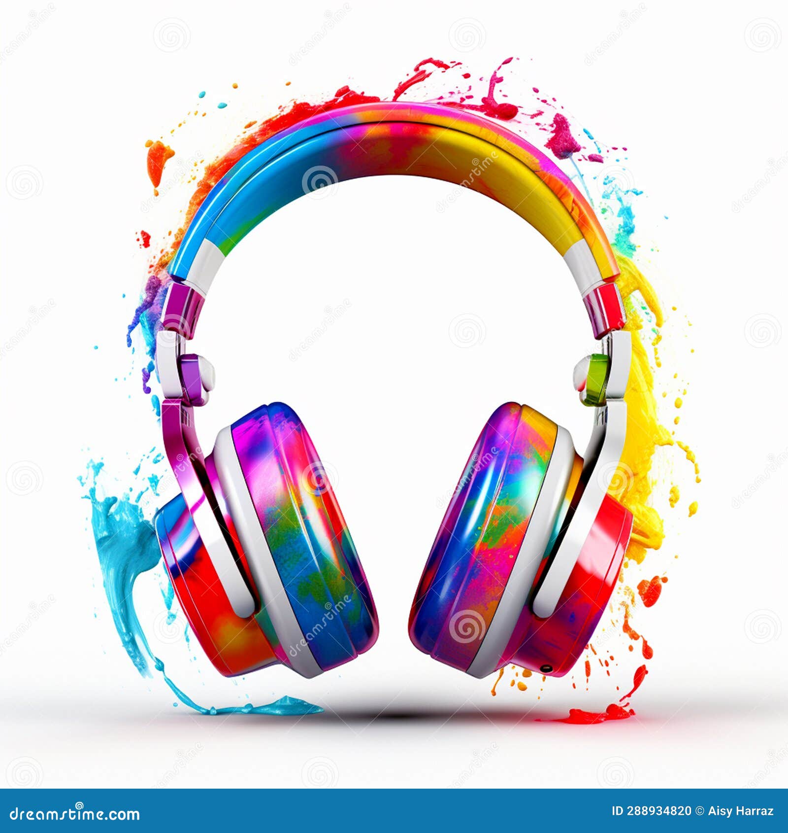 A Single Colorful Headphone. Stock Illustration - Illustration of ...