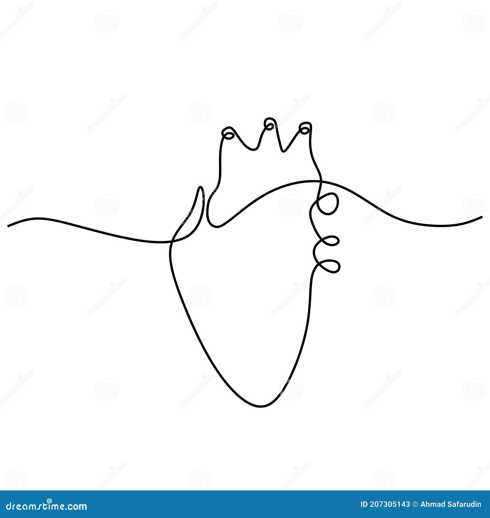 Single Continuous Line Art Anatomical Human Heart Heart Continuous