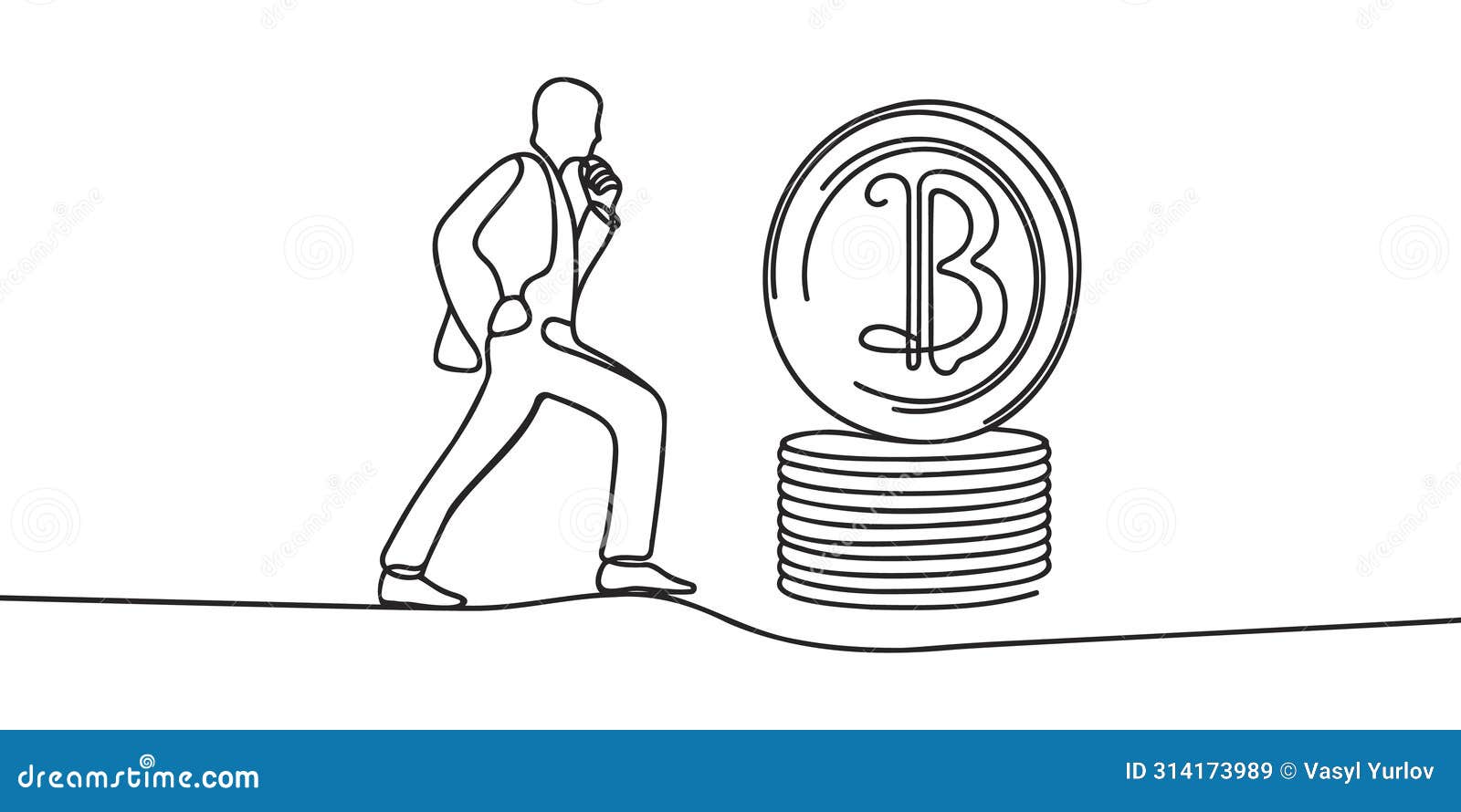 Single Continuous Line Art Bitcoin Cryptocurrency Silhouette ...