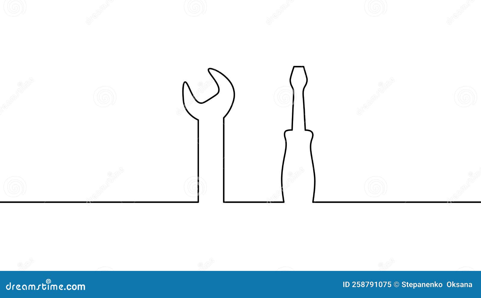 Single Continuous Line Art Screwdriver Settings Symbol Silhouette ...