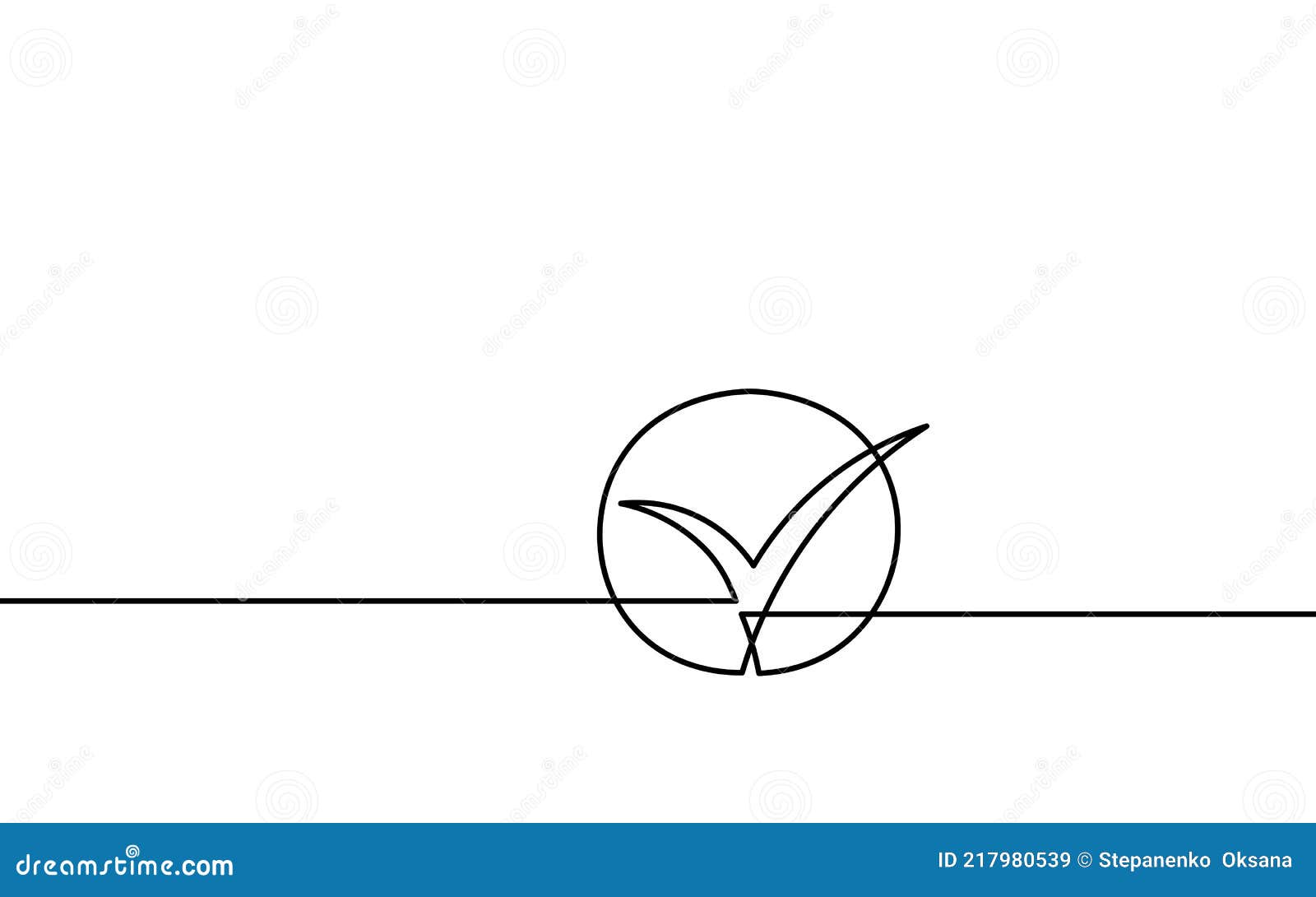 Single Continuous Line Check Icon Silhouette. Approved Test Correct ...