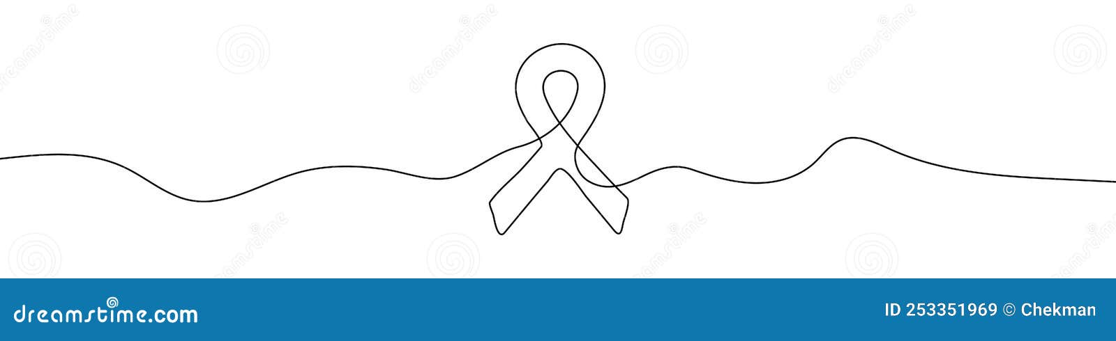 Single Continuous Line Drawing of a Awareness Ribbon. One Continuous ...