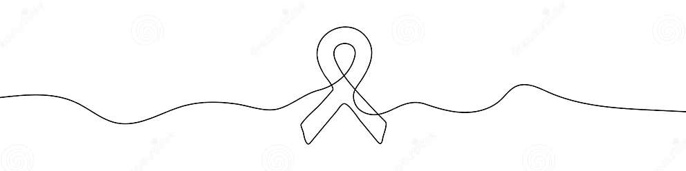 Single Continuous Line Drawing of a Awareness Ribbon. One Continuous ...