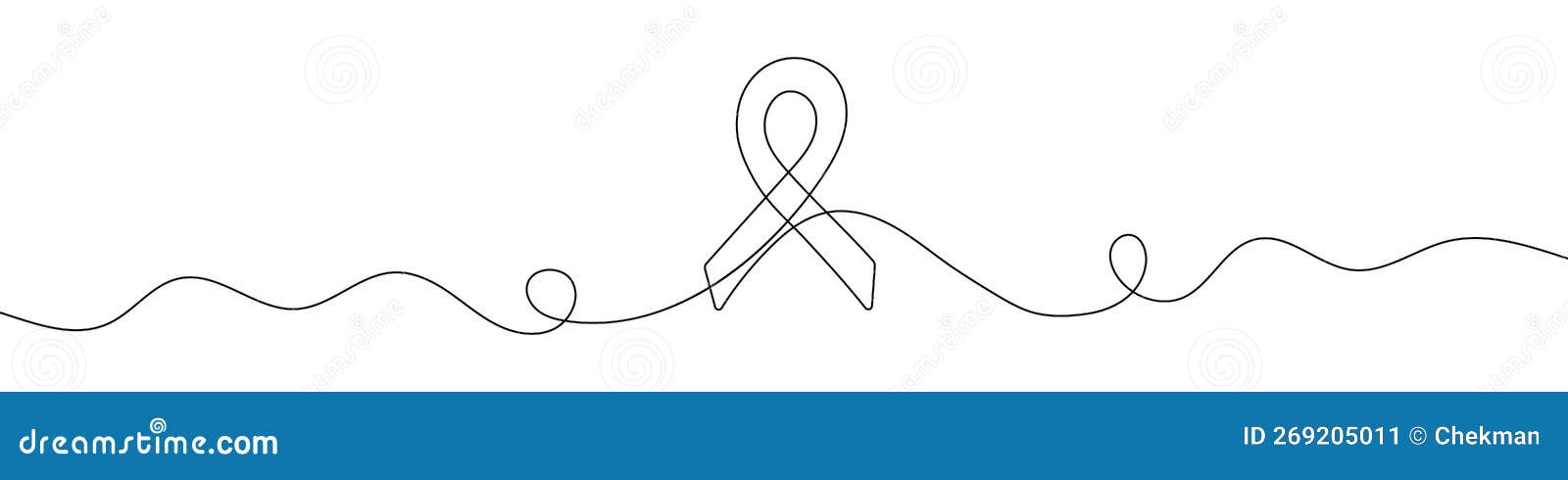 Single Continuous Line Drawing of a Awareness Ribbon. One Continuous ...