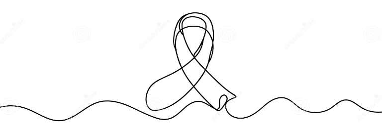 Single Continuous Line Drawing of a Awareness Ribbon. One Continuous ...