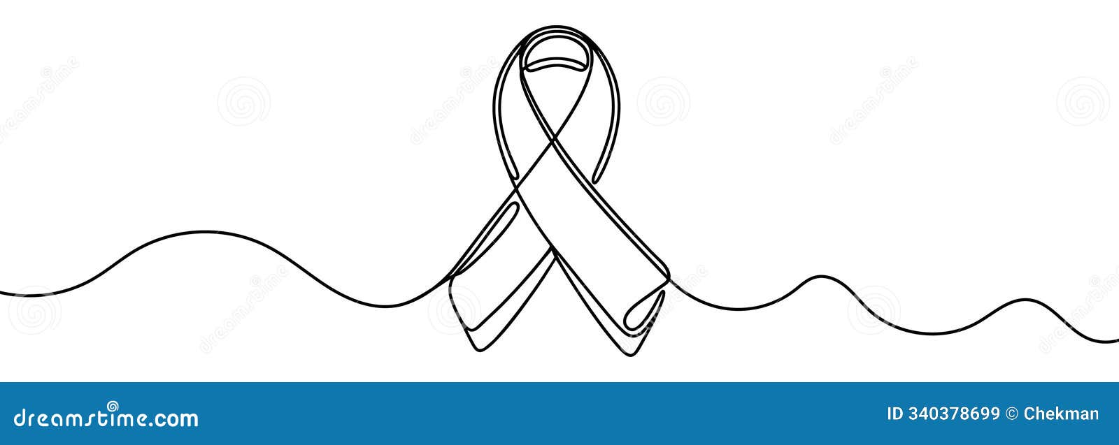 Single Continuous Line Drawing of a Awareness Ribbon. One Continuous ...