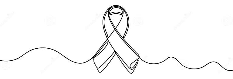 Single Continuous Line Drawing of a Awareness Ribbon. One Continuous ...