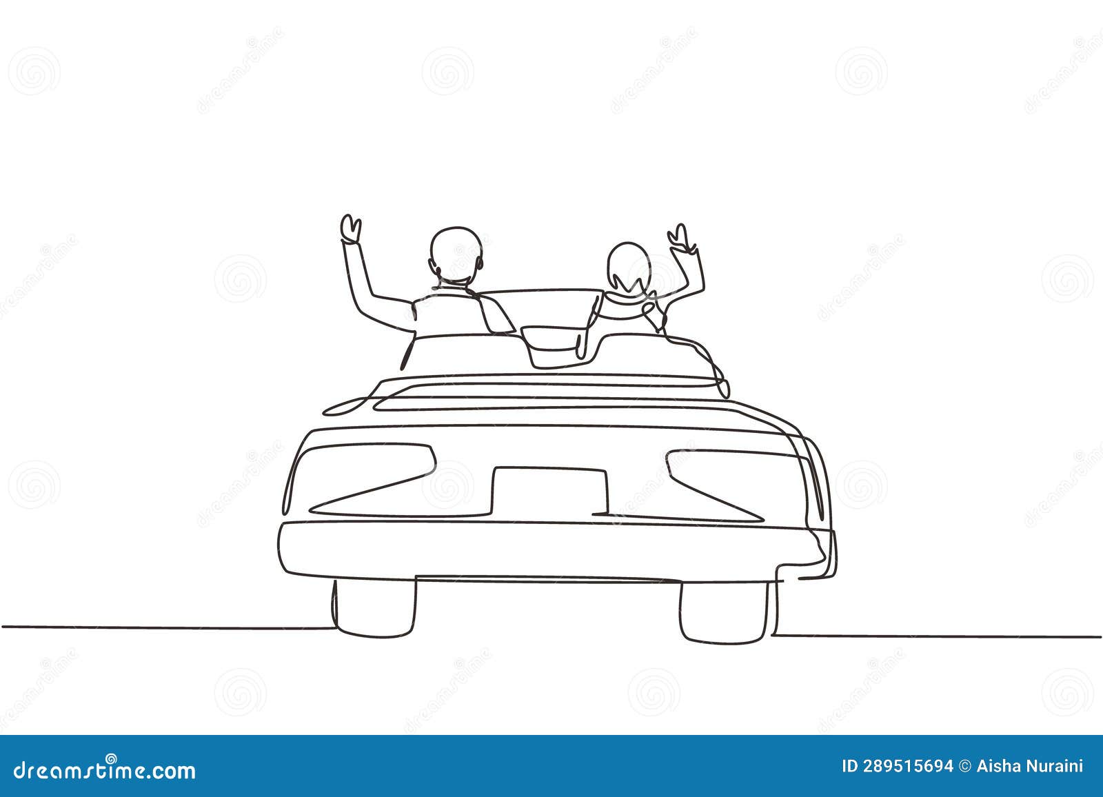 Single Continuous Line Drawing Back View Arabian Happy Free Couple
