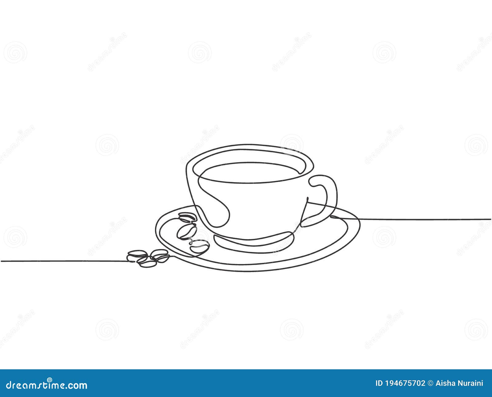 Single Continuous Line Drawing of a Cup of Coffee Drink with Coffee ...