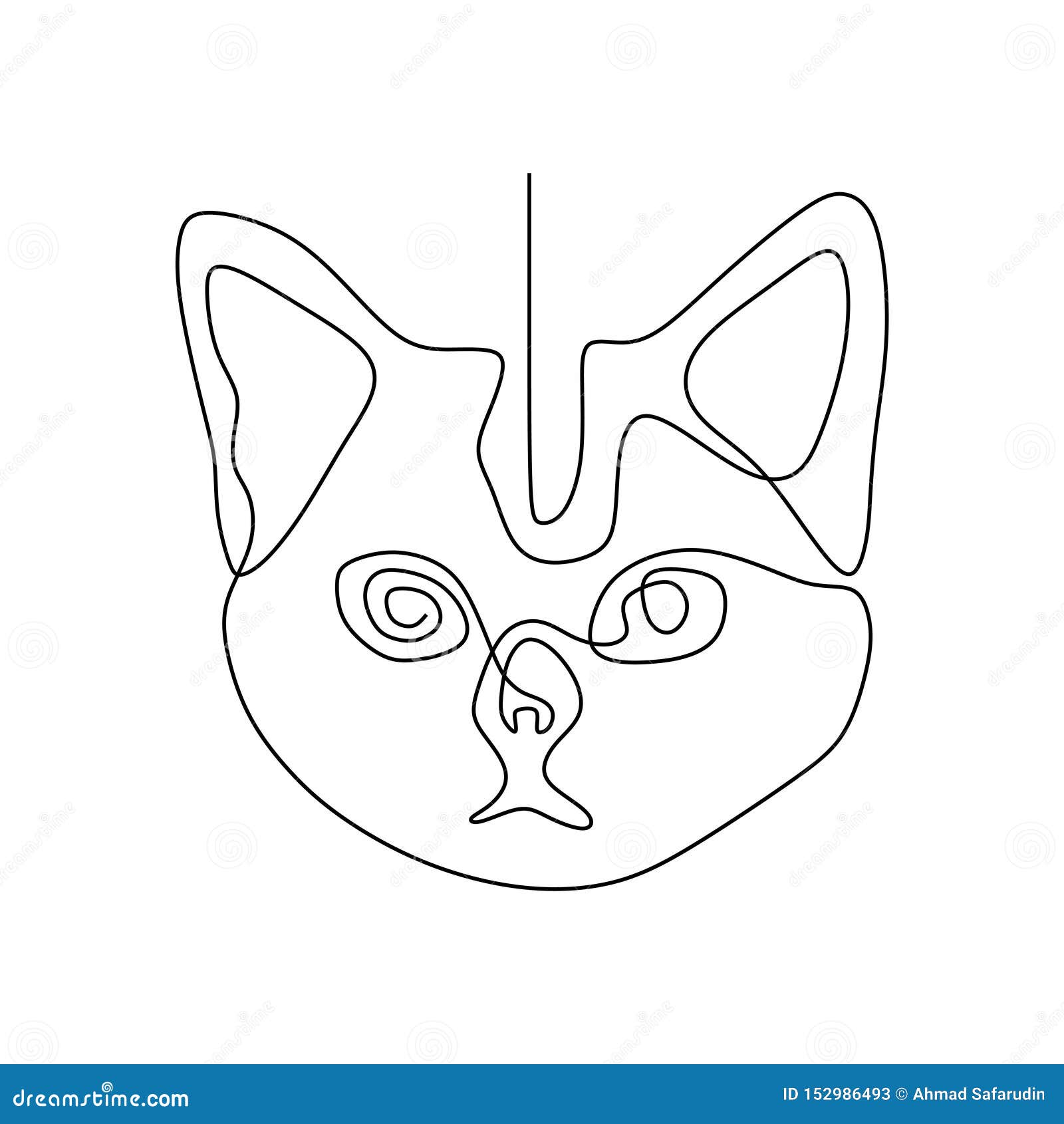 Single Continuous Line Drawing of Cute Kitten Cat Head Stock Vector ...