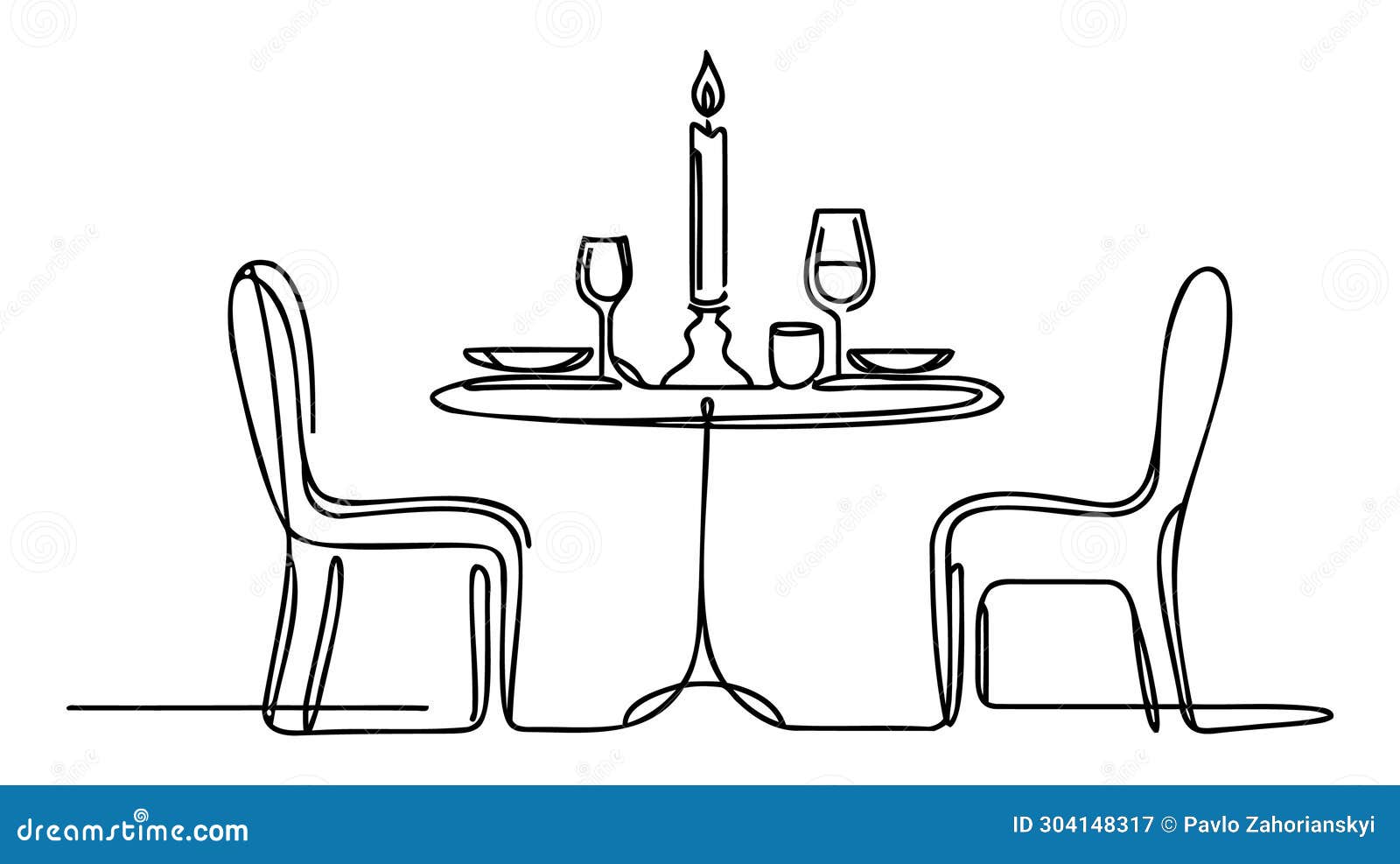 Single Continuous Line Drawing of Date, Dating Dinner Together at ...
