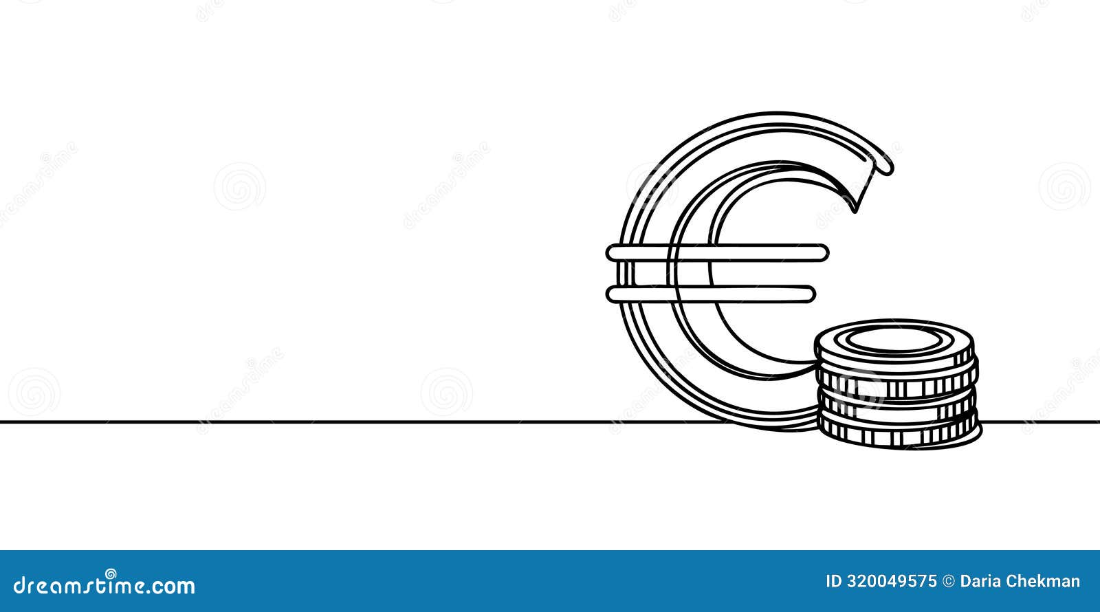 Single Continuous Line Drawing of a Euro Currency. One Continuous Line ...