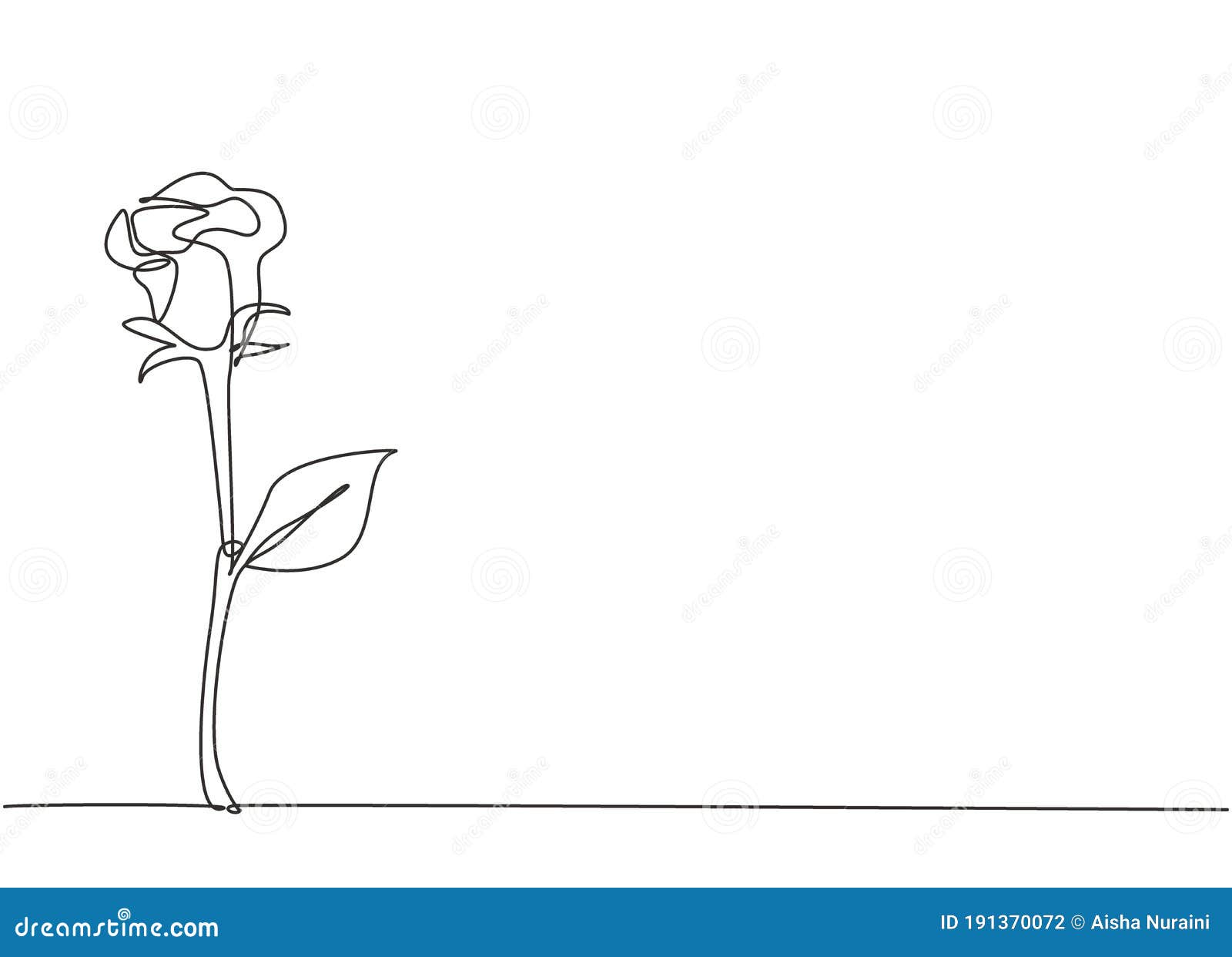 Single Continuous Line Drawing Of Fresh Romantic Beautiful Rose Flower