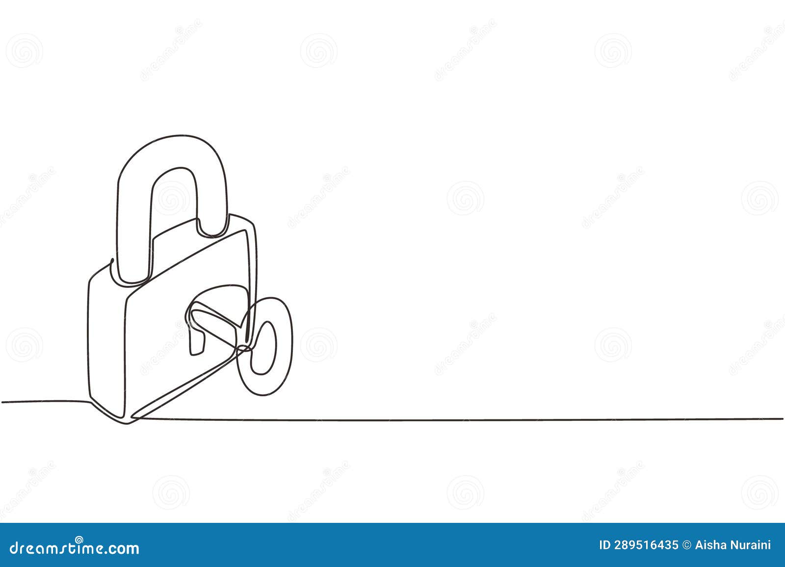 Single Continuous Line Drawing Key and Lock. Security Padlock, Locked ...