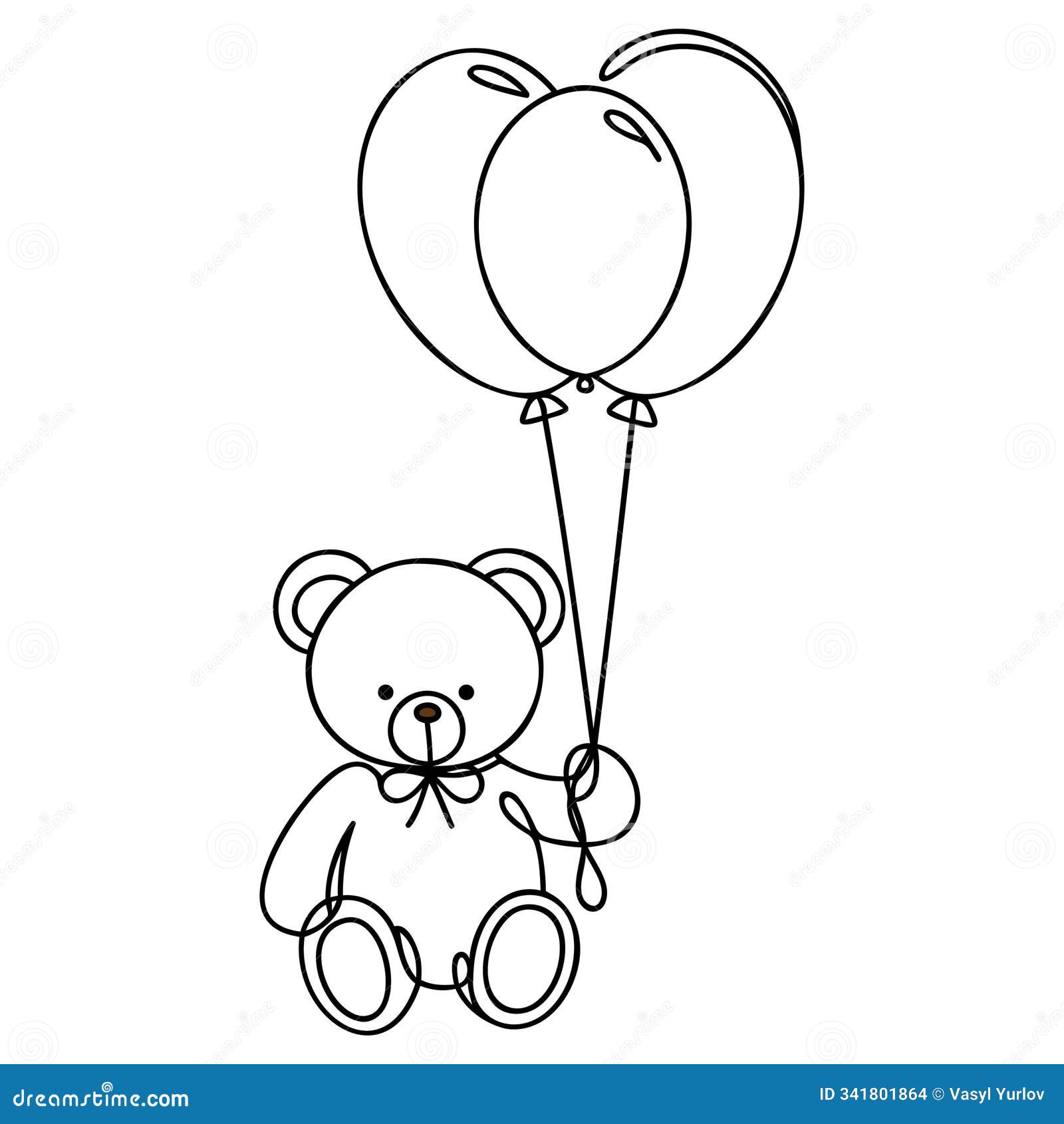 Single Continuous Line Drawing Lovely Teddy Bear Toy. Teddy Bear with ...