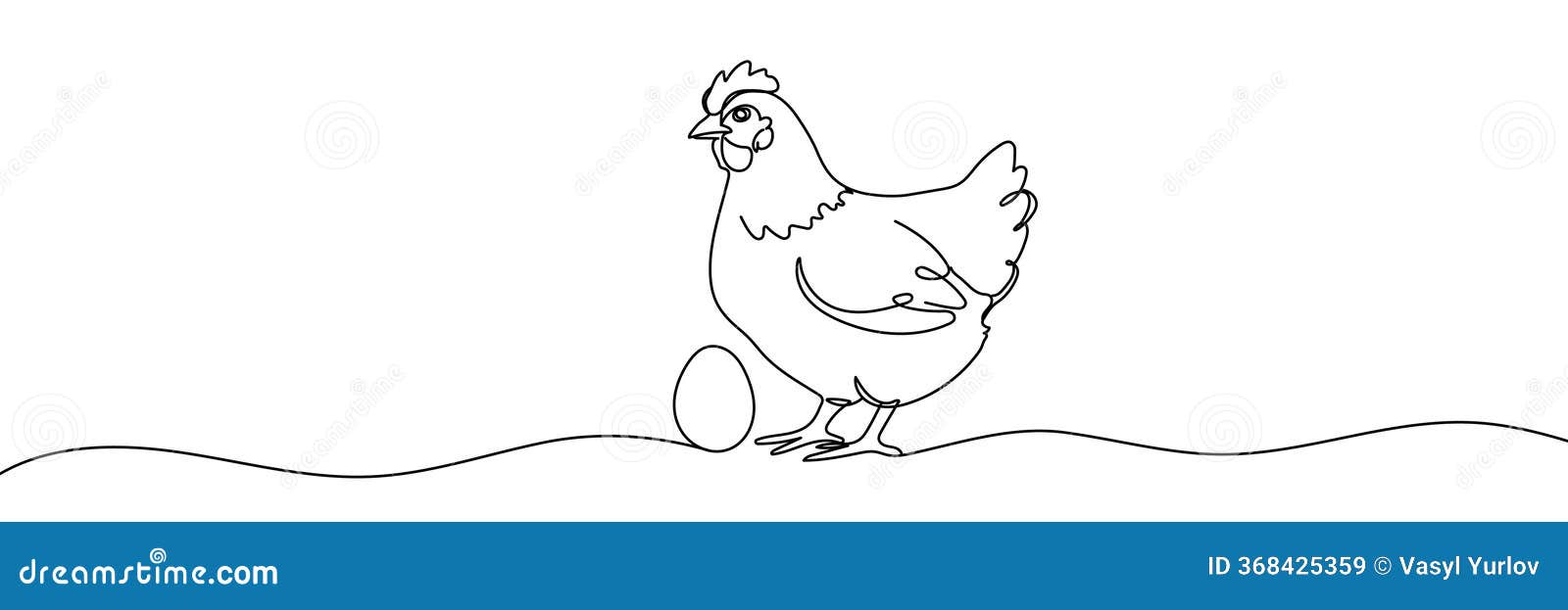 Hen Or Chicken Hand Drawn With Contour Lines On White Background ...