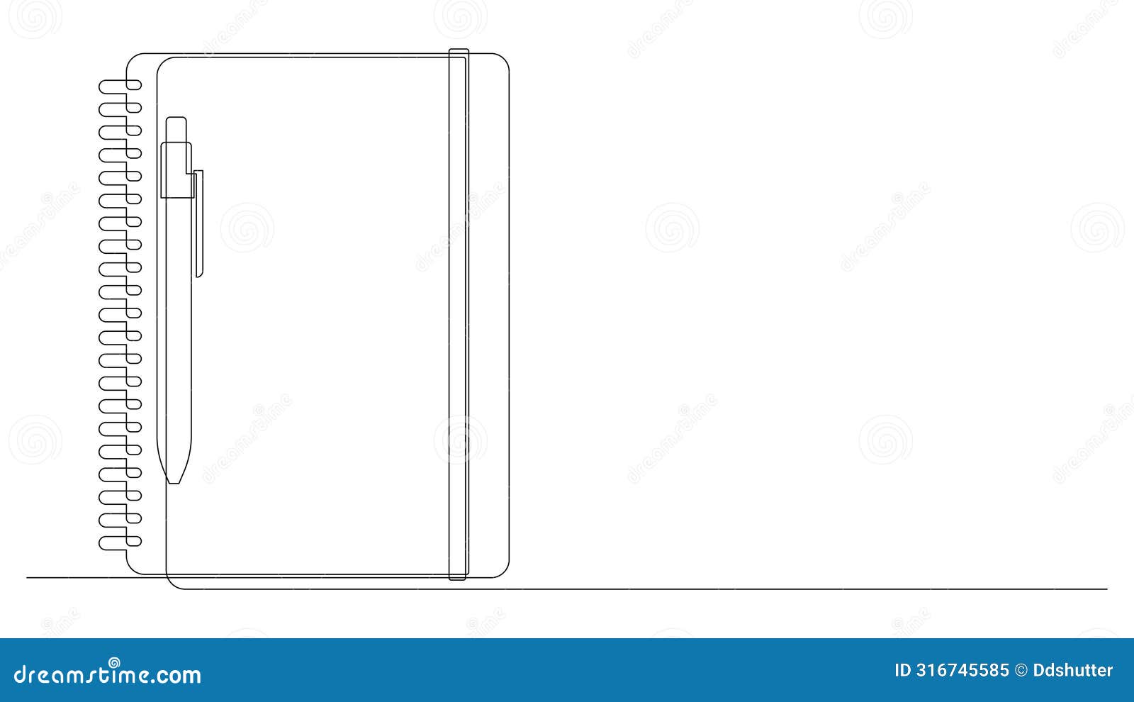 Single Continuous Line Drawing of Notebook with a Pencil. Writing ...