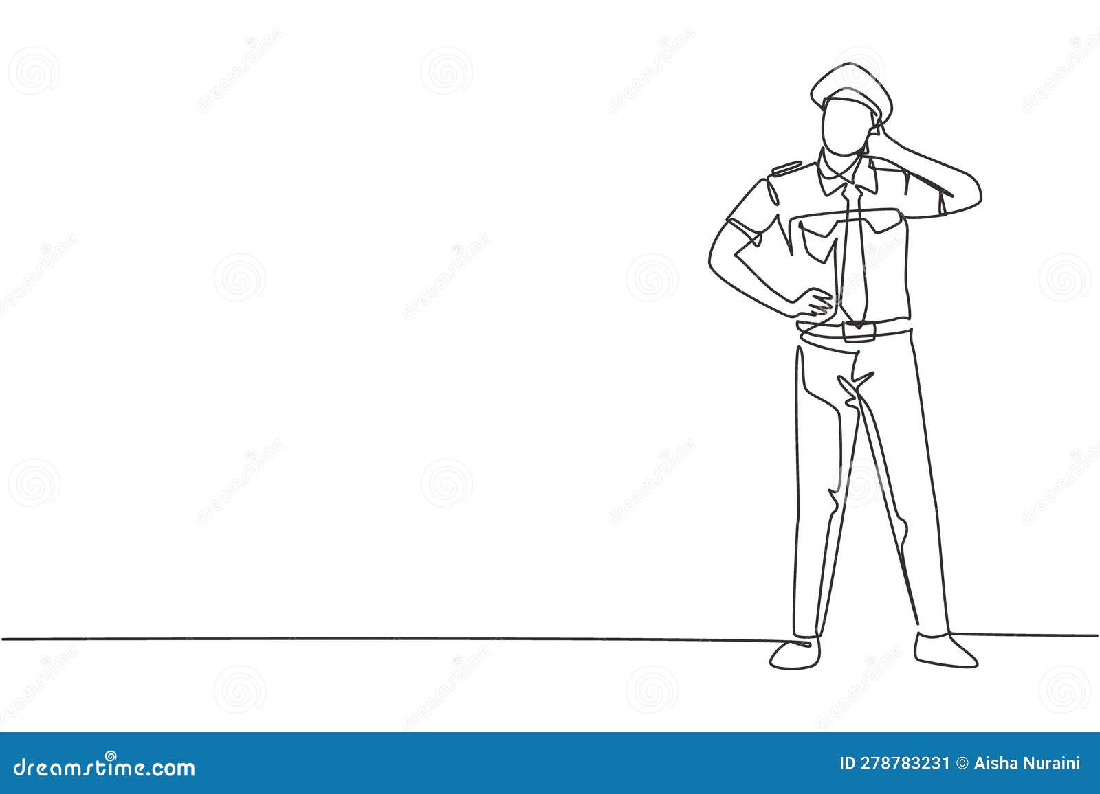Single Continuous Line Drawing Pilot Stands with Call Me Gesture and ...