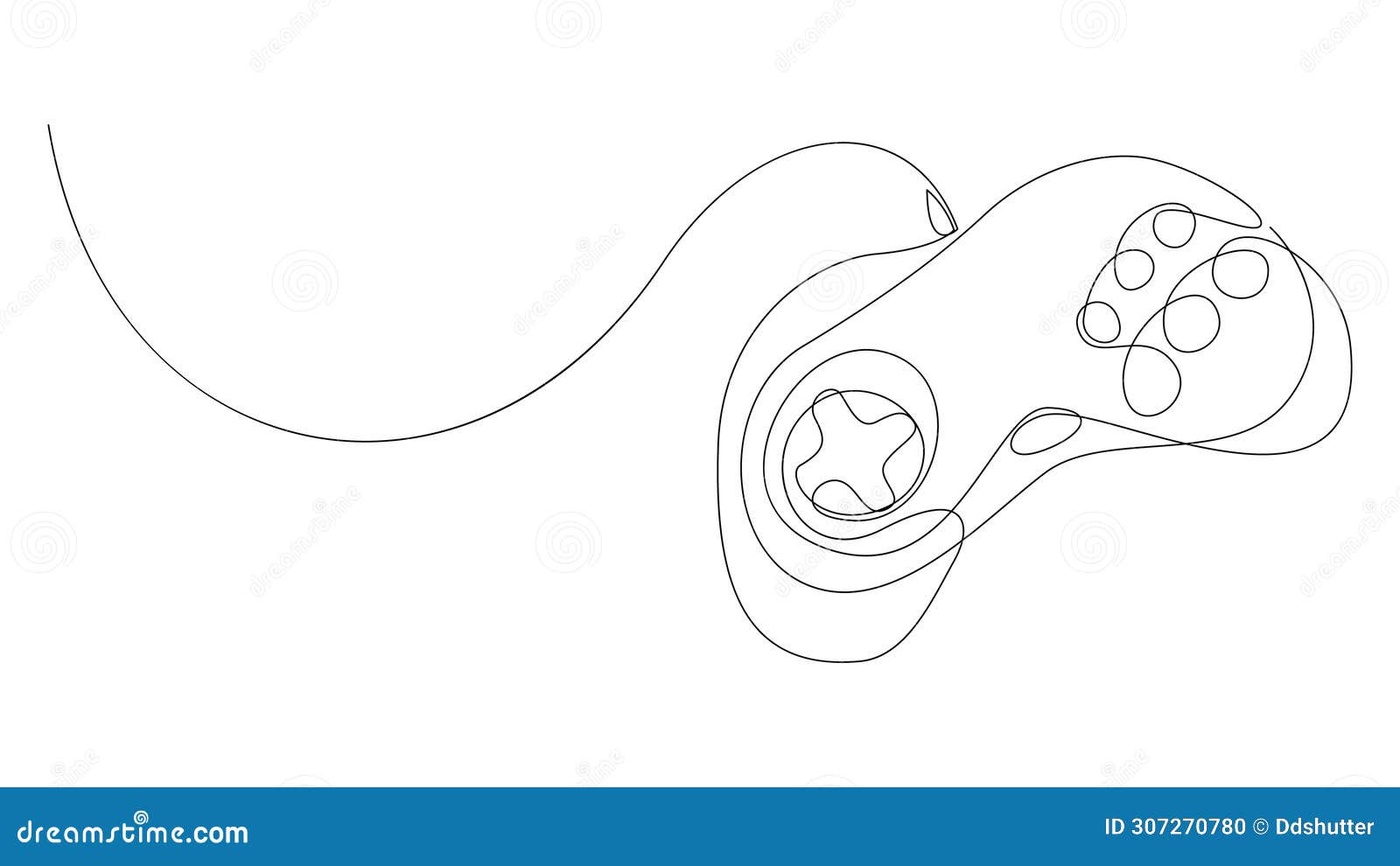 Single Continuous Line Drawing of Retro Game Controller. Gamepad One ...