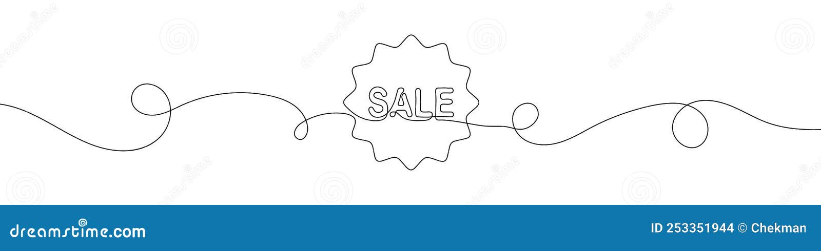 Single Continuous Line Drawing of a Sale Text. One Continuous Line ...