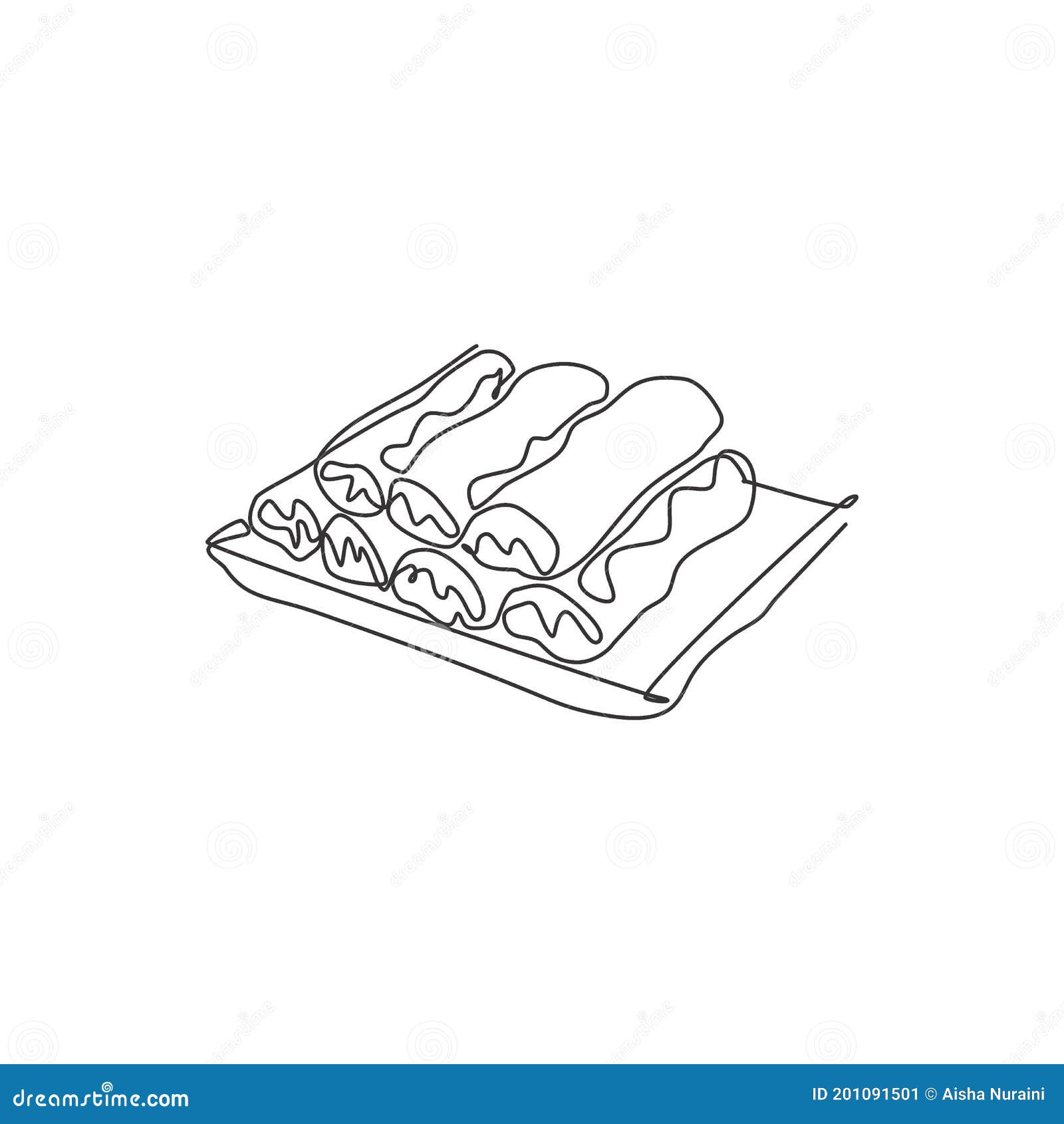 Single Continuous Line Drawing of Stylized Chinese Spring Roll Logo ...