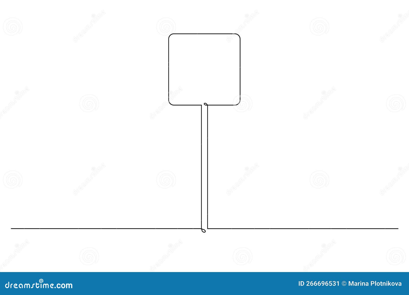 Single Continuous Line Drawing Template of Square Road Sign. One Line ...