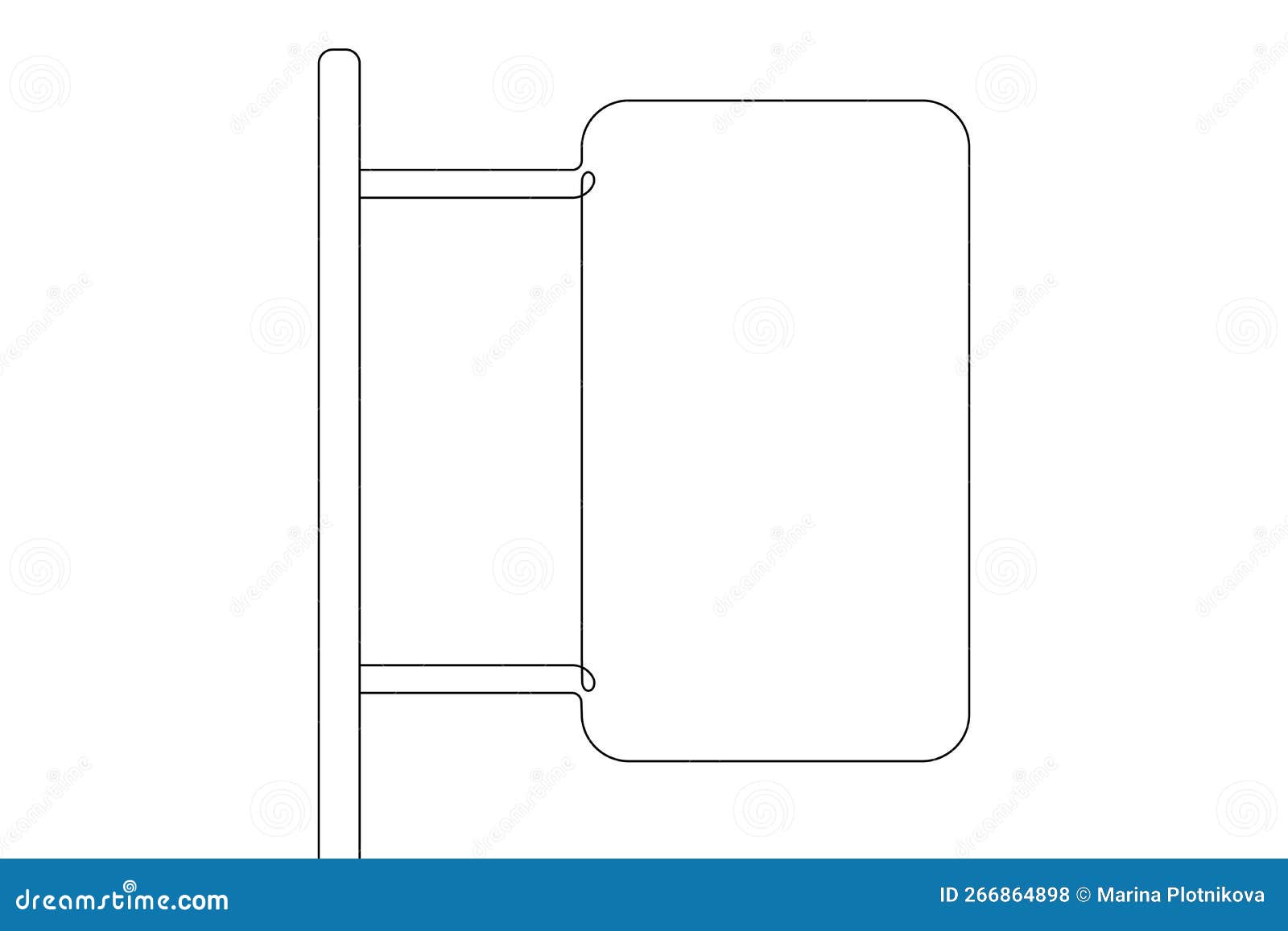 Single Continuous Line Drawing Template Of Square Road Sign. One Line ...