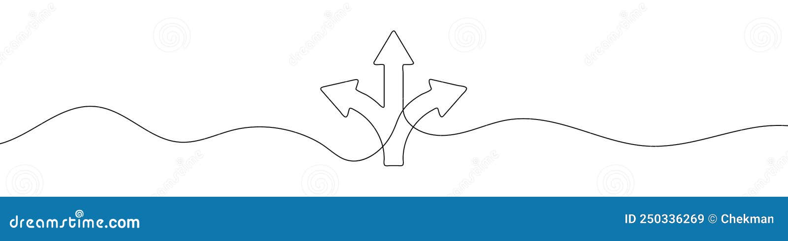 Single Continuous Line Drawing of a Three-way Direction Arrow. Vector ...
