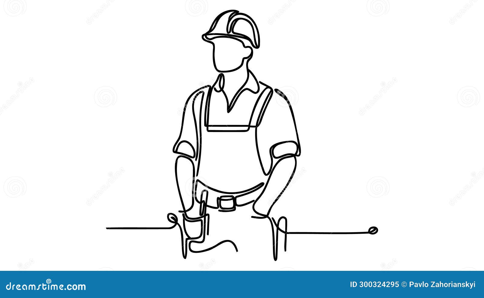 Single Continuous Line Drawing of Young Attractive Foreman Controlling ...