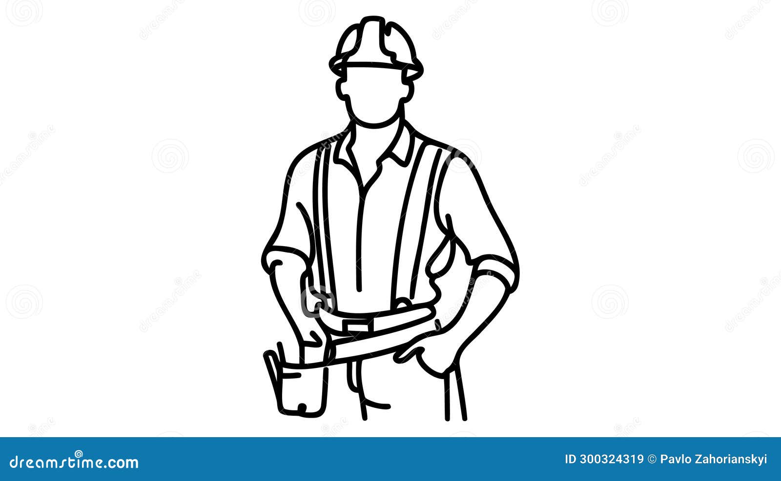 Single Continuous Line Drawing of Young Attractive Foreman Controlling ...