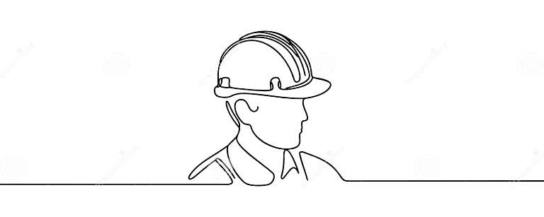 Single Continuous Line Drawing of a Young Builder. Business Concept of ...