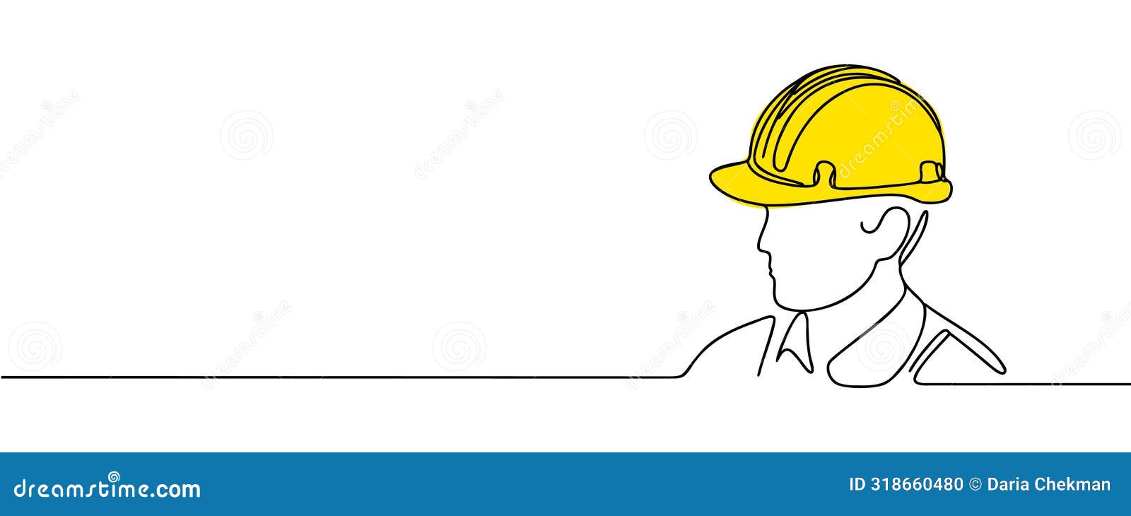 Single Continuous Line Drawing of a Young Builder. Business Concept of ...