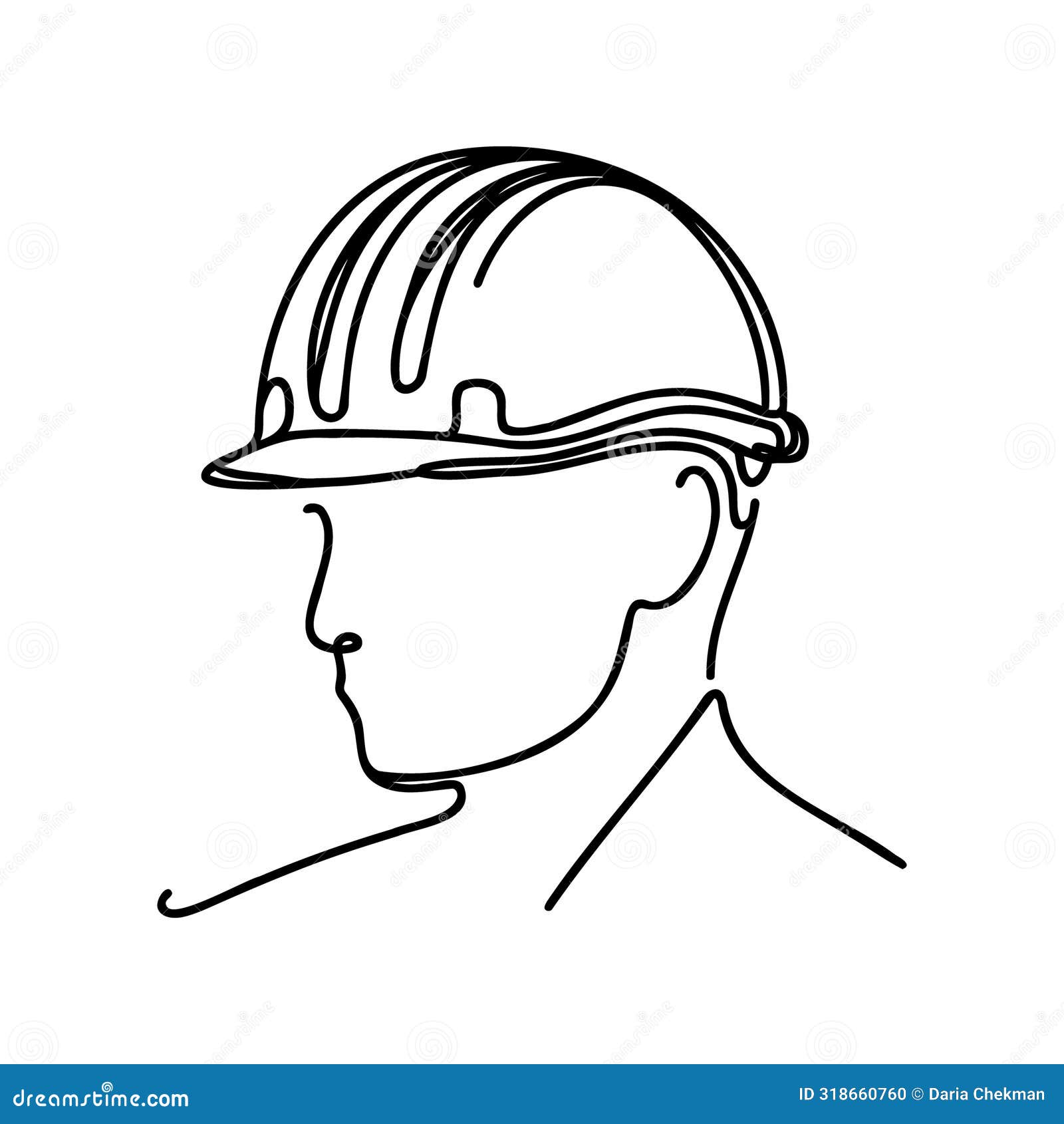 Single Continuous Line Drawing of a Young Builder. Business Concept of ...