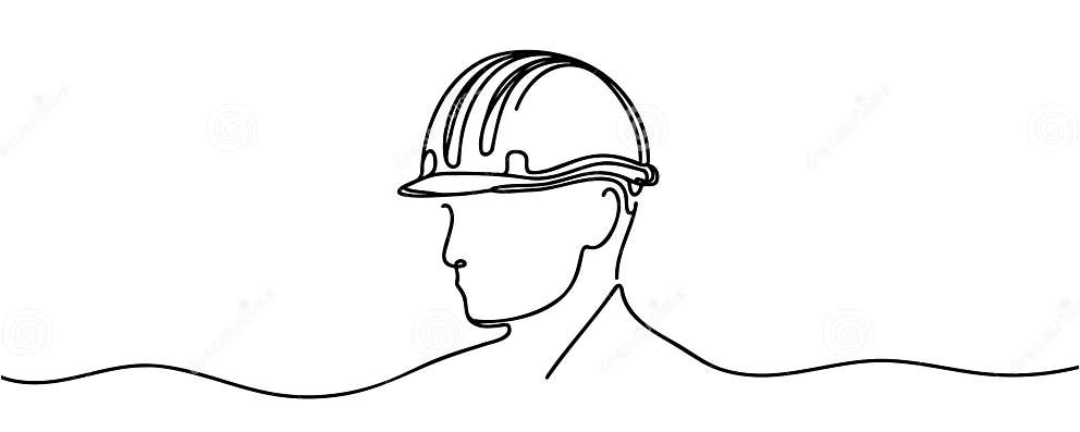 Single Continuous Line Drawing of a Young Builder. Business Concept of ...