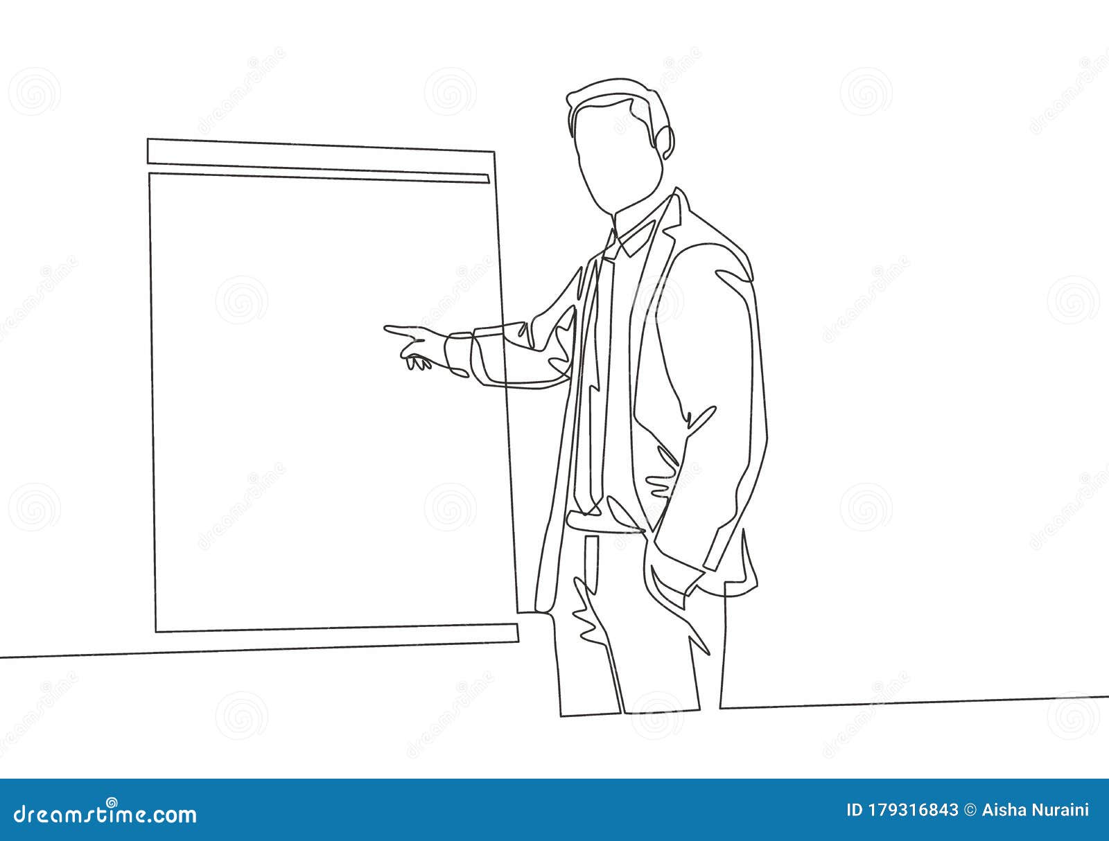 Single Continuous Line Drawing of Young Business Coach Pointing Finger ... Single Continuous Line Drawing of Young Business Coach Pointing Finger ...
