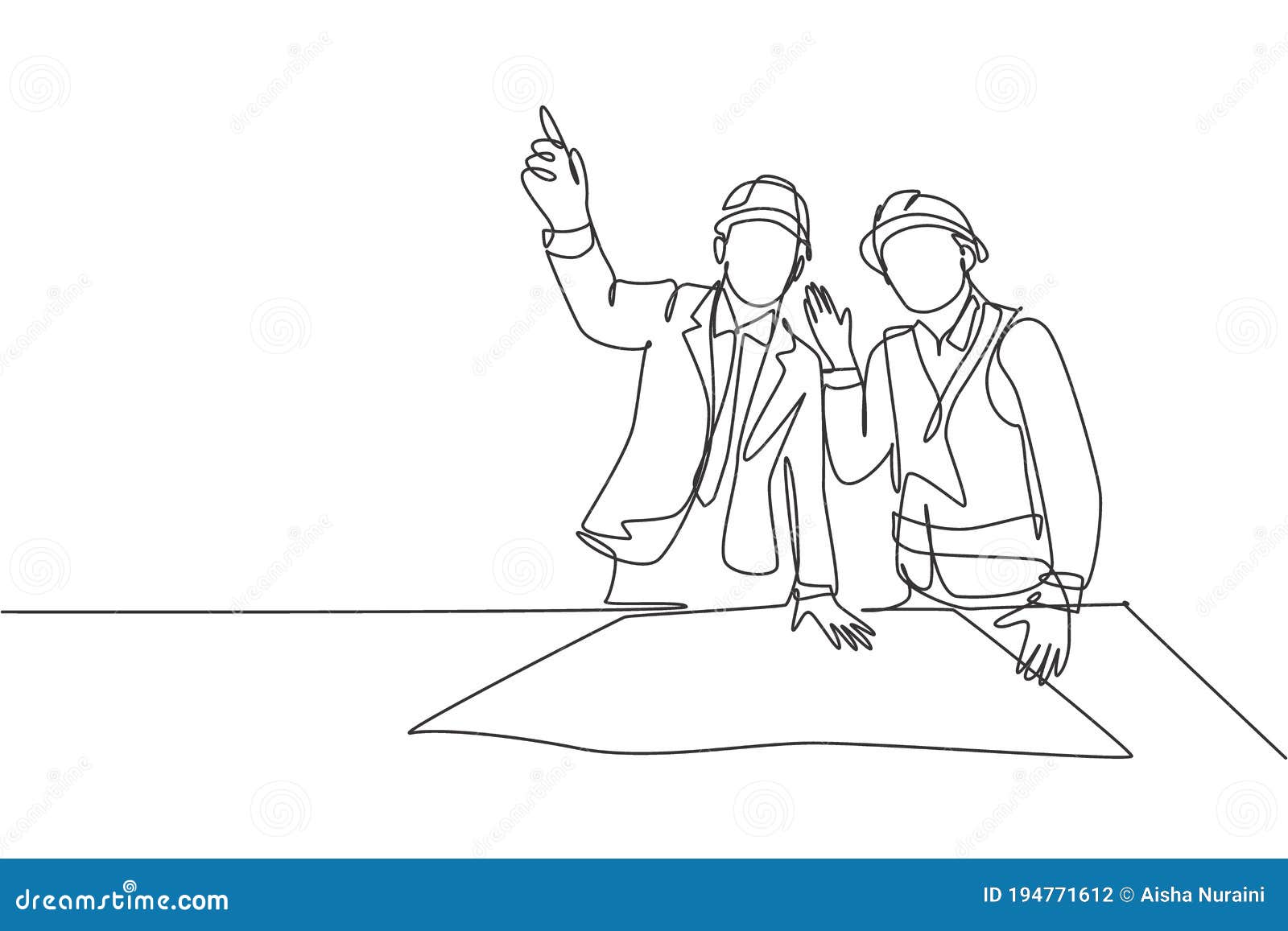 Single Continuous Line Drawing of Young Construction Manager Giving ...