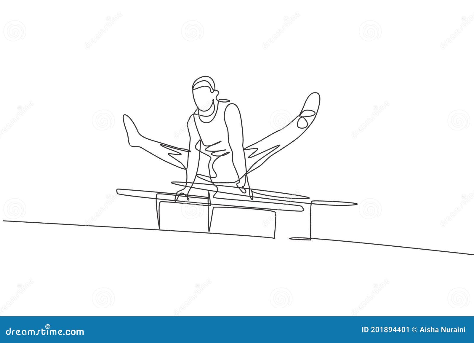 Single Continuous Line Drawing Young Handsome Professional Gymnast Man ...
