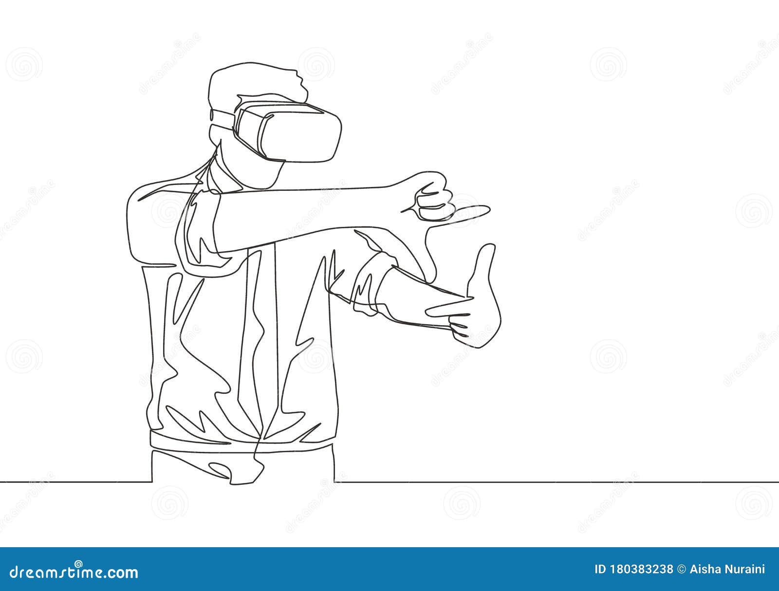 Single Continuous Line Drawing of Young Male Worker Gesture Forming ...