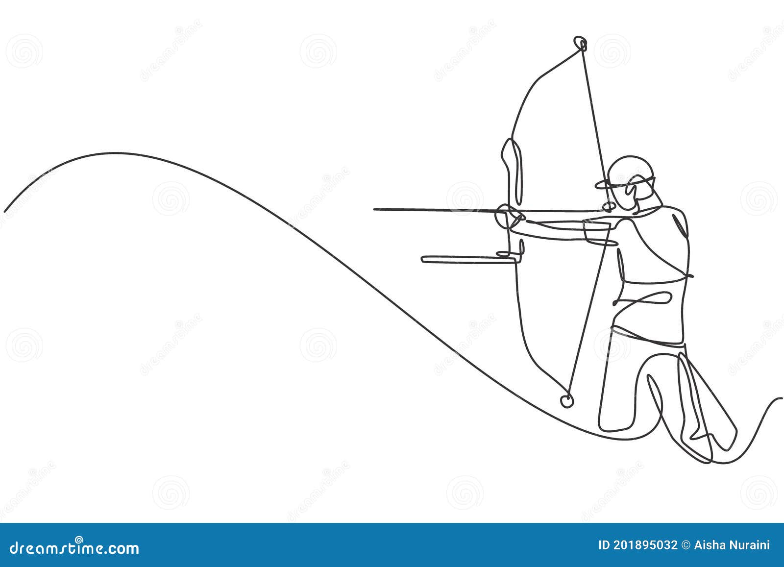 Single Continuous Line Drawing of Young Professional Archer Man Focus ...