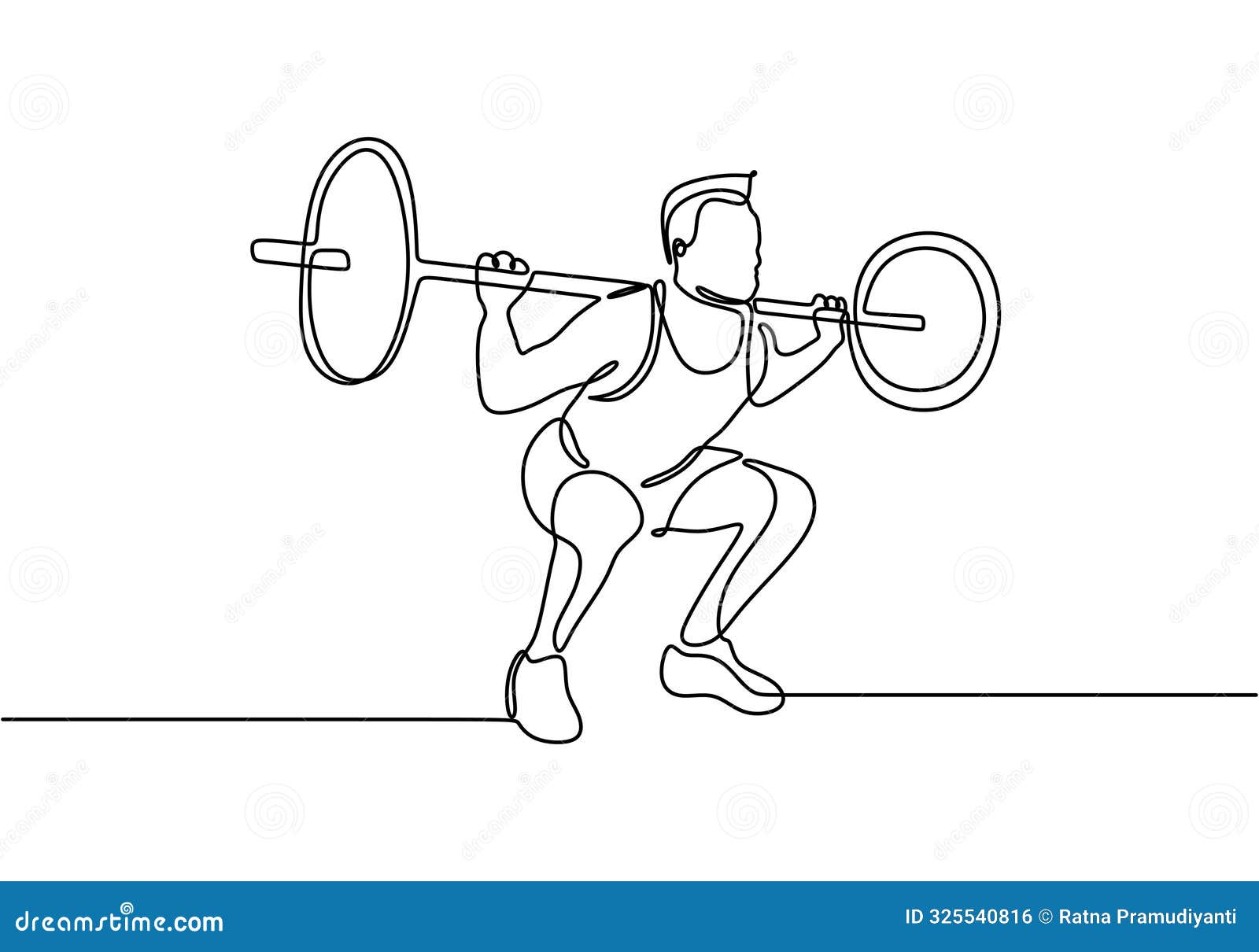 Single Continuous Line Drawing of Young Strong Weightlifter Stock ...