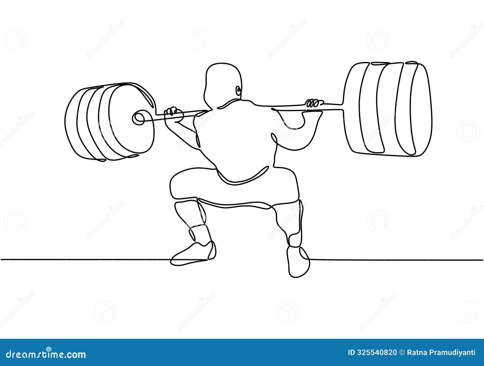 Single Continuous Line Drawing of Young Strong Weightlifter Stock ...