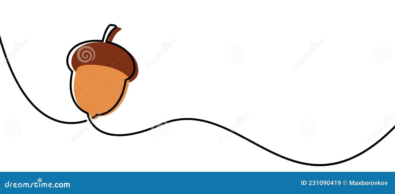 Single Continuous Line Drawn Acorn Stock Vector - Illustration of ...