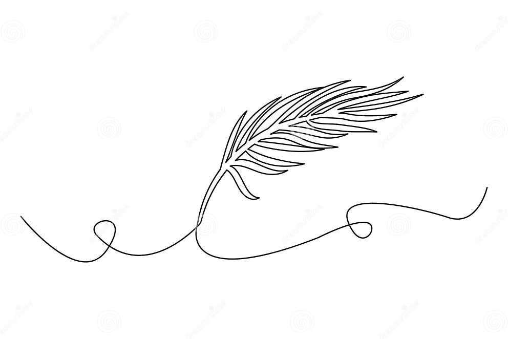 Single Continuous Line Feather Drawing. Vector Illustration. EPS 10 ...