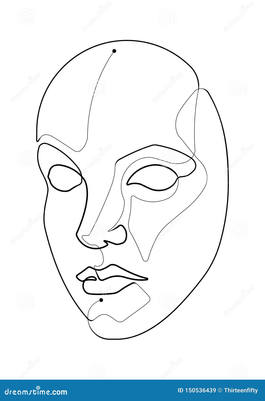 Pretty Woman Feminine Face Single Continuous Line Vector Illustration