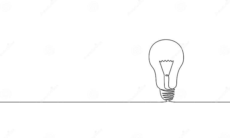 Single Continuous One Line Art Idea Light Bulb. Creative Solution Team ...