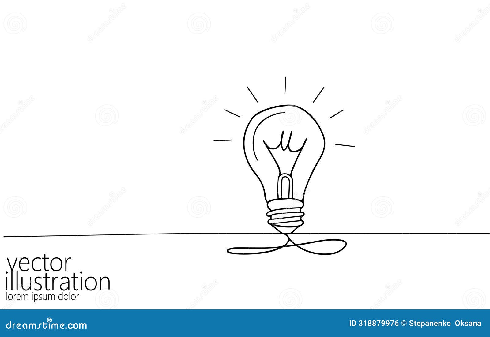Single Continuous One Line Art Idea Light Bulb. Creative Solution Team ...