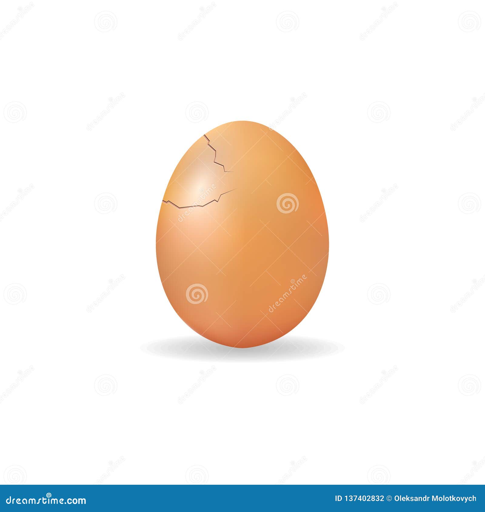 Single Cracked Egg. Egg with Damage and Showing Lines on the Surface ...