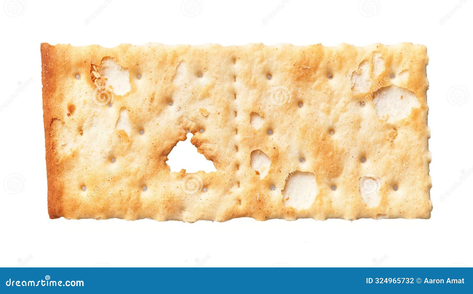 A Single Cracker with a Bite Mark Isolated on White Background ...