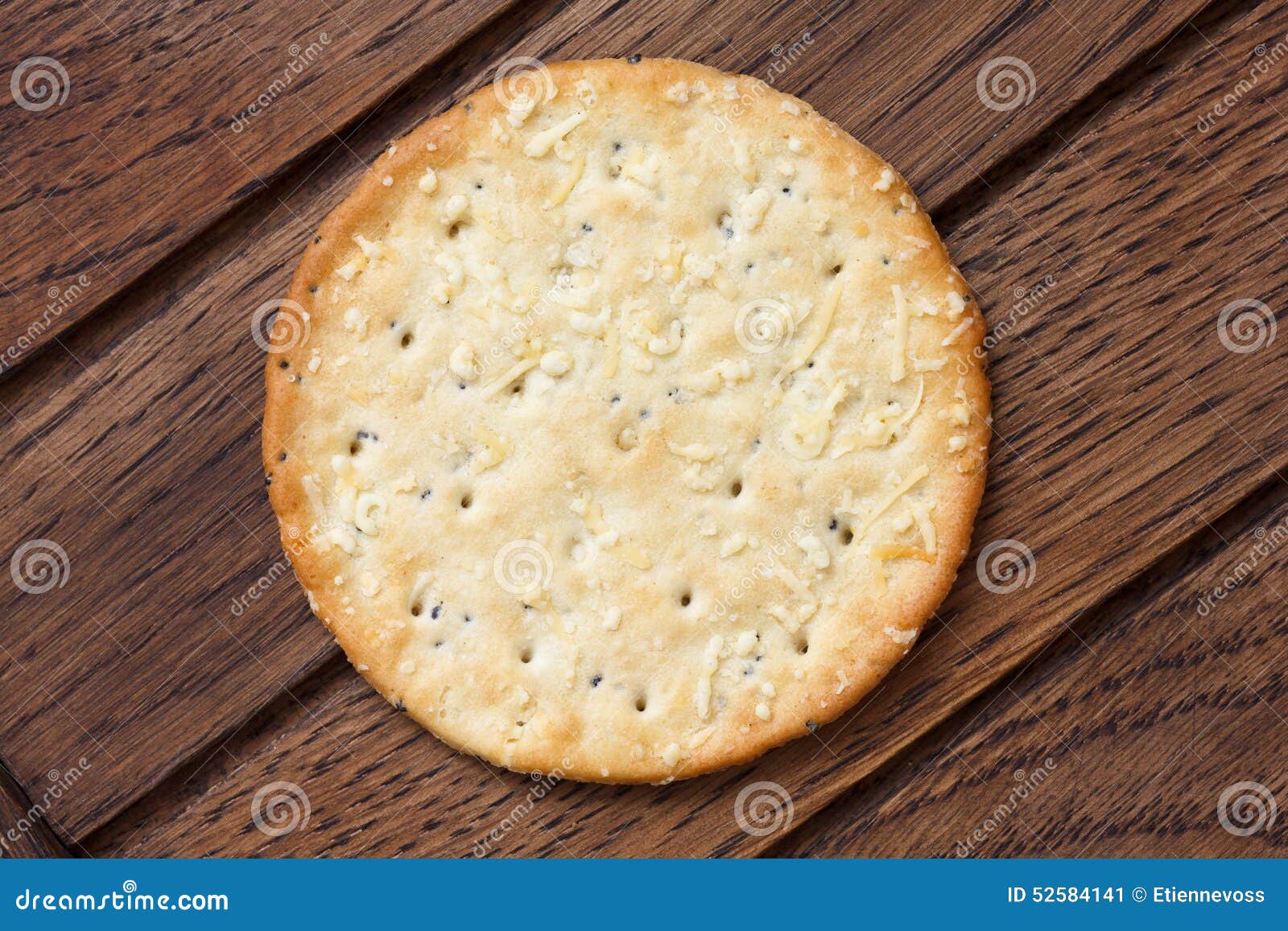Single Crispy Round Cheese Cracker from Above. Stock Image - Image of ...