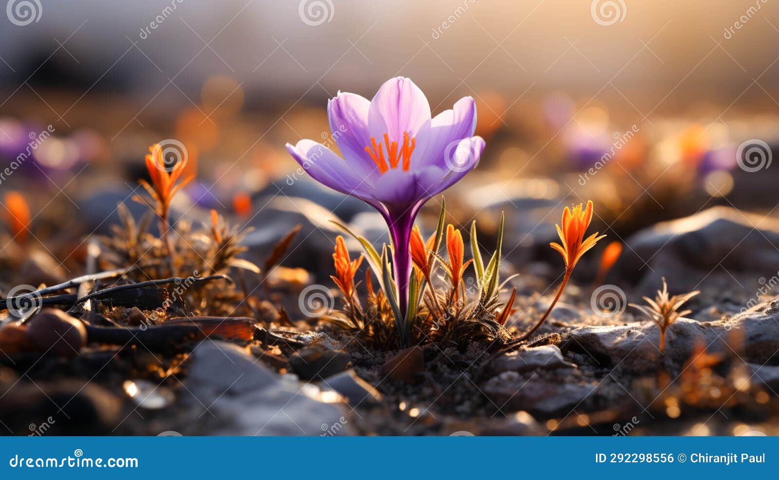 A Single Crocus Purple Flower Closeup Stock Photo - Image of beauty ...